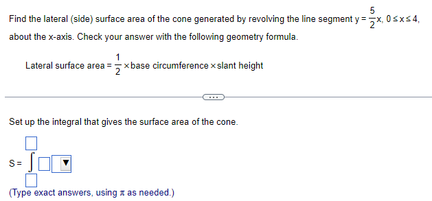 Solved Find the lateral (side) surface area of the cone | Chegg.com