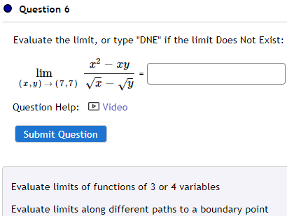 Solved Evaluate the limit, or type "DNE" if the limit Does | Chegg.com