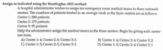 Solved Assign as indicated using the Huntington-Hill method. | Chegg.com