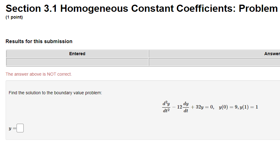 Solved Section 3.1 Homogeneous Constant Coefficients: | Chegg.com