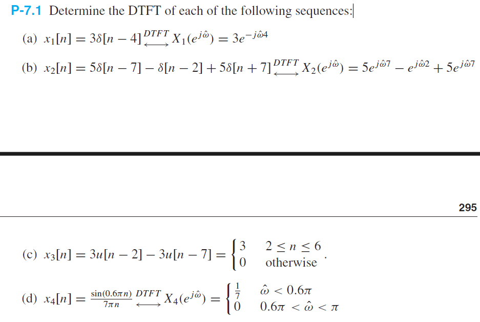Solved P-7.1 ﻿Determine the DTFT of each of the following | Chegg.com