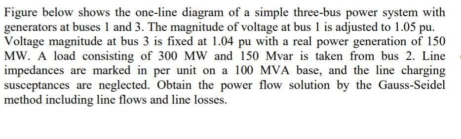 Solved Figure below shows the one-line diagram of a simple | Chegg.com