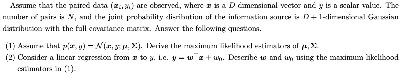 Solved Assume that the paired data (xi,yi) are observed, | Chegg.com
