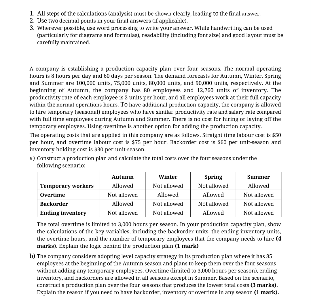 Solved All steps of the calculations (analysis) ﻿must be | Chegg.com