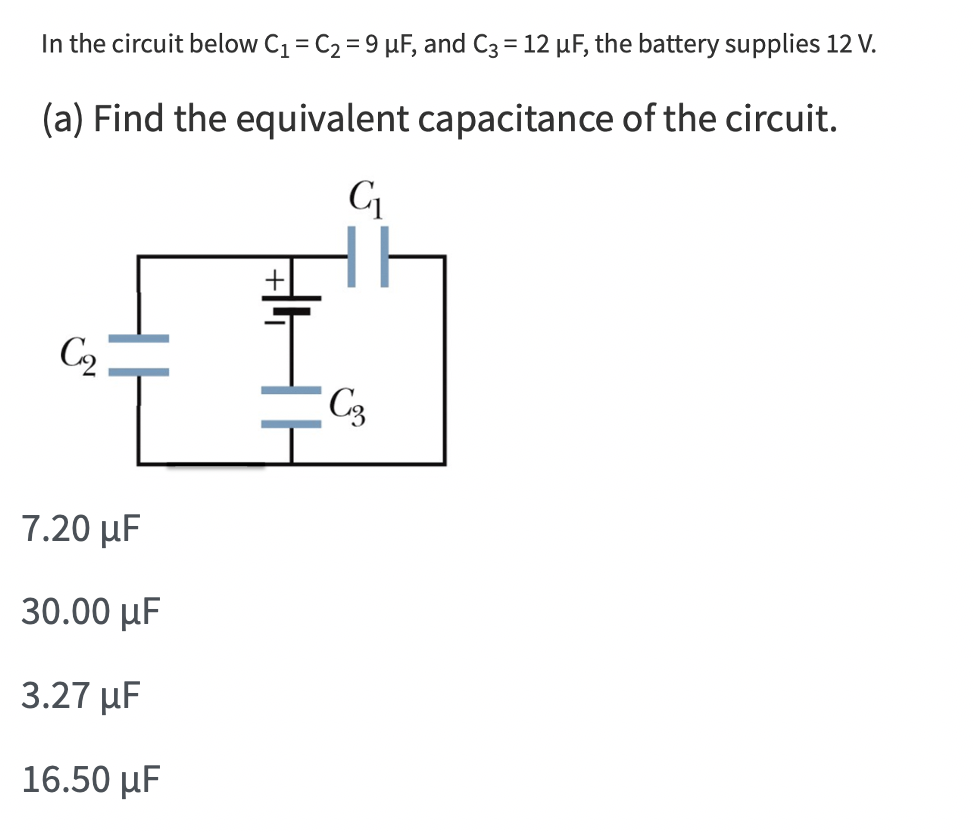 Solved In the circuit below C1 = C2 = 9 uF, and C3 = 12 uF, | Chegg.com