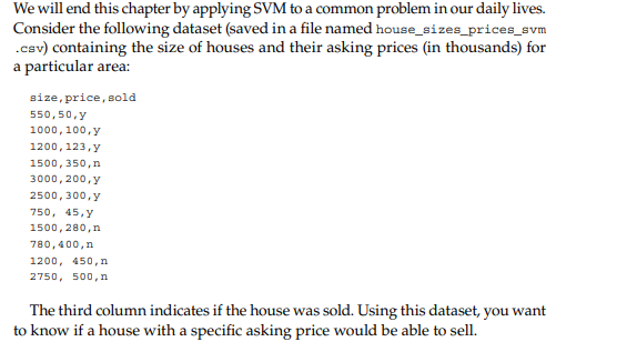 Solved We will end this chapter by applying SVM to a common | Chegg.com