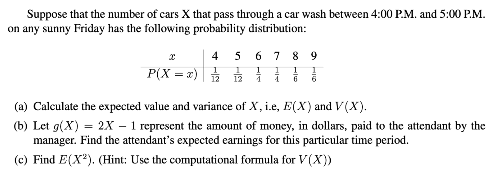 Solved Suppose that the number of cars X that pass through a | Chegg.com