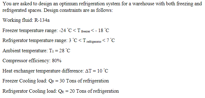 You are asked to design an optimum refrigeration | Chegg.com