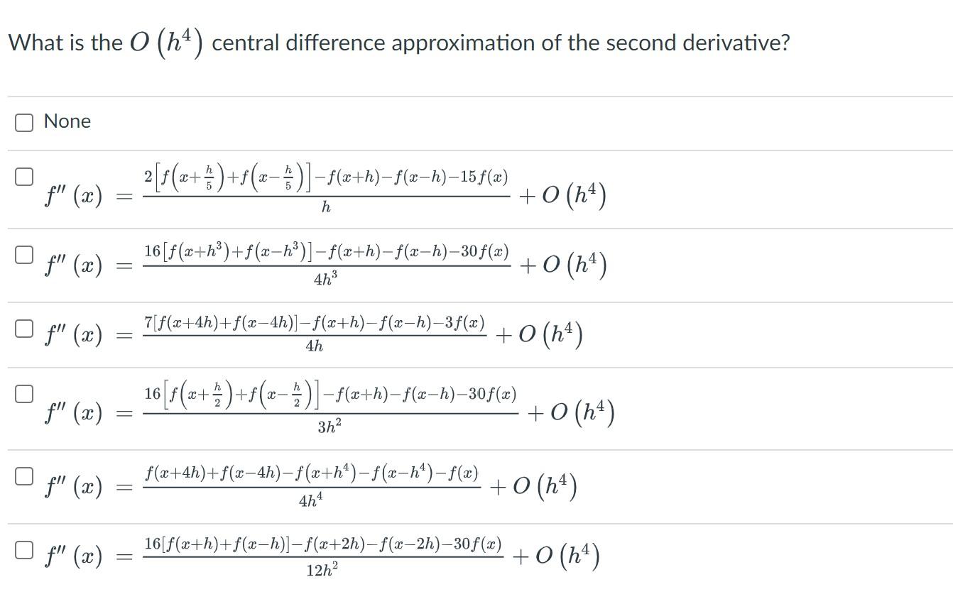 Solved What is the 0 (14) central difference approximation | Chegg.com