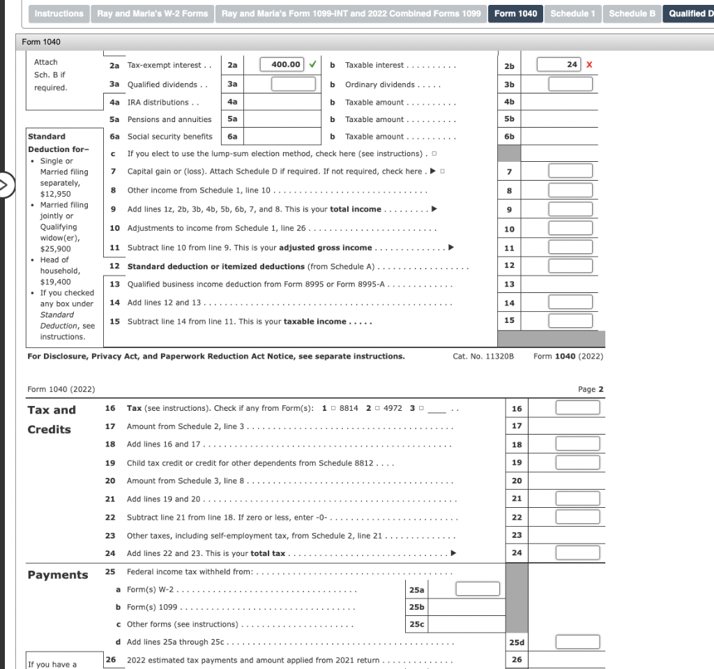 Instructions Ray and Maria's W-2 Forms Ray and | Chegg.com