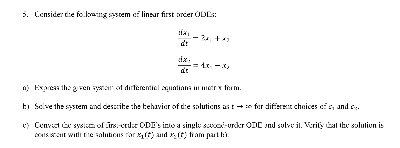 Solved 5. Consider the following system of linear | Chegg.com