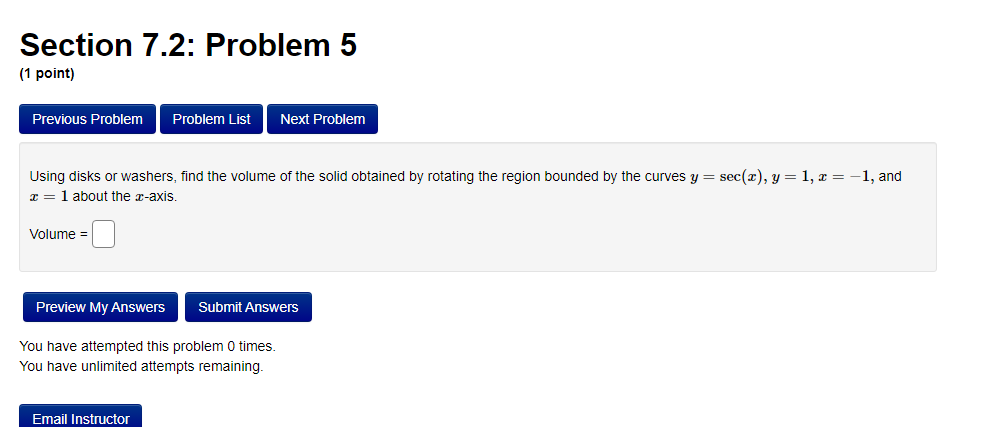 Solved Section 7.2: Problem 5 (1 point) Previous Problem | Chegg.com