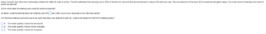 Solved would its al demand is about 240 units per year. The | Chegg.com