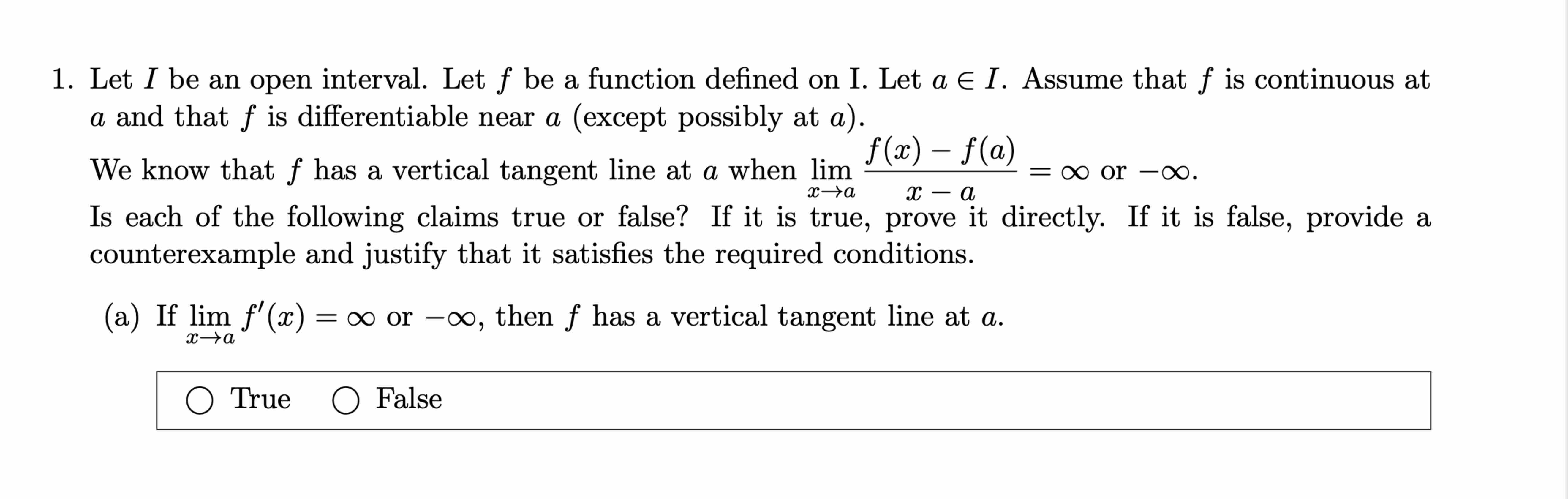 Solved Let I be an open interval. Let f ﻿be a function | Chegg.com