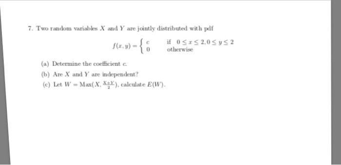 Solved Two random variables X and Y are jointly distributed | Chegg.com