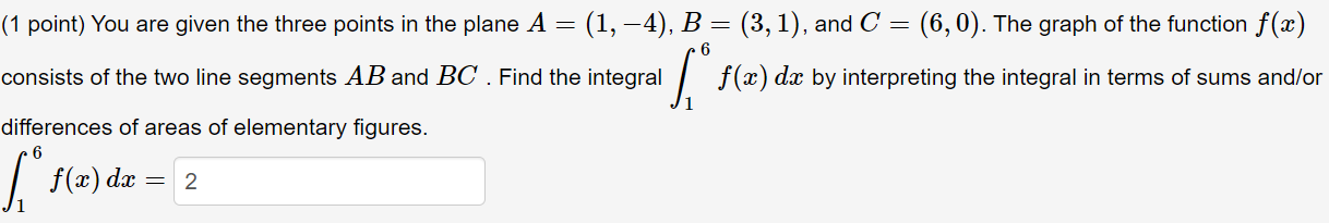Solved (1 point) You are given the three points in the plane | Chegg.com