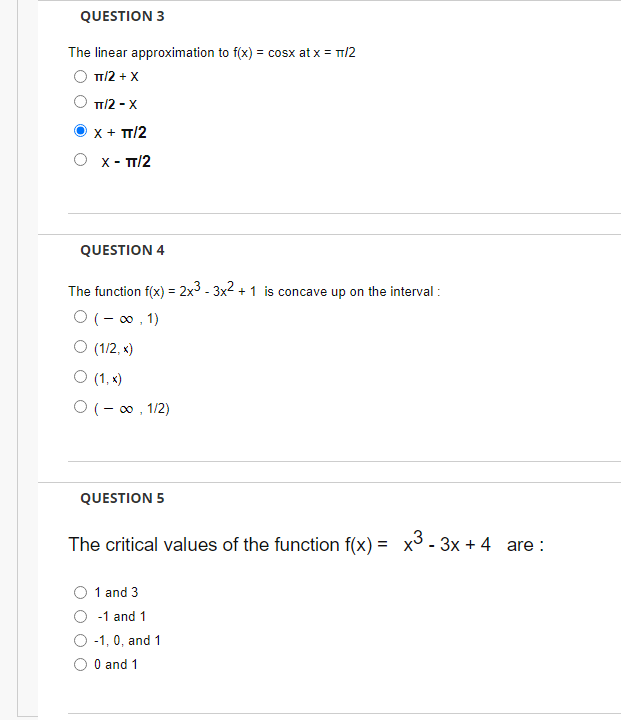 Solved The linear approximation to f(x)=cosx at x=π/2 | Chegg.com