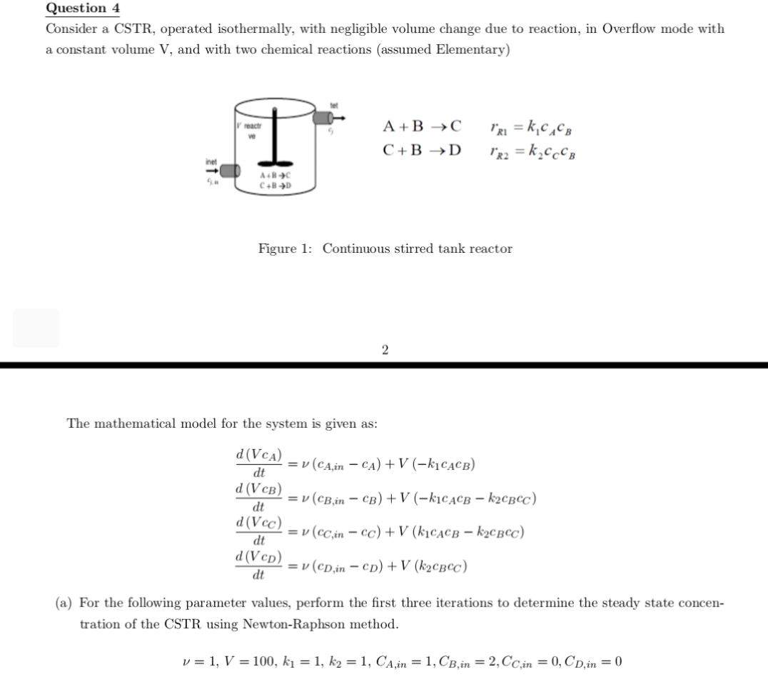 Solved Consider a CSTR, operated isothermally, with | Chegg.com