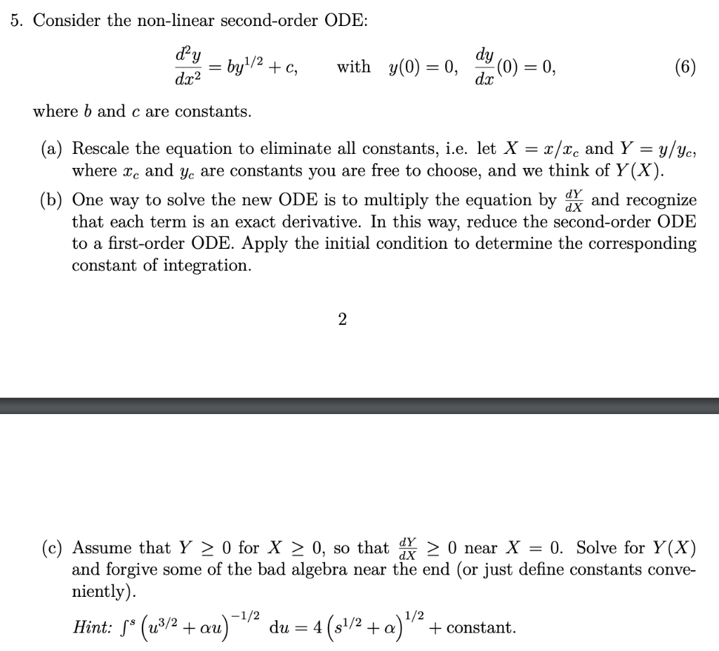 Solved 5. Consider the non-linear second-order ODE: dạy dr2 | Chegg.com