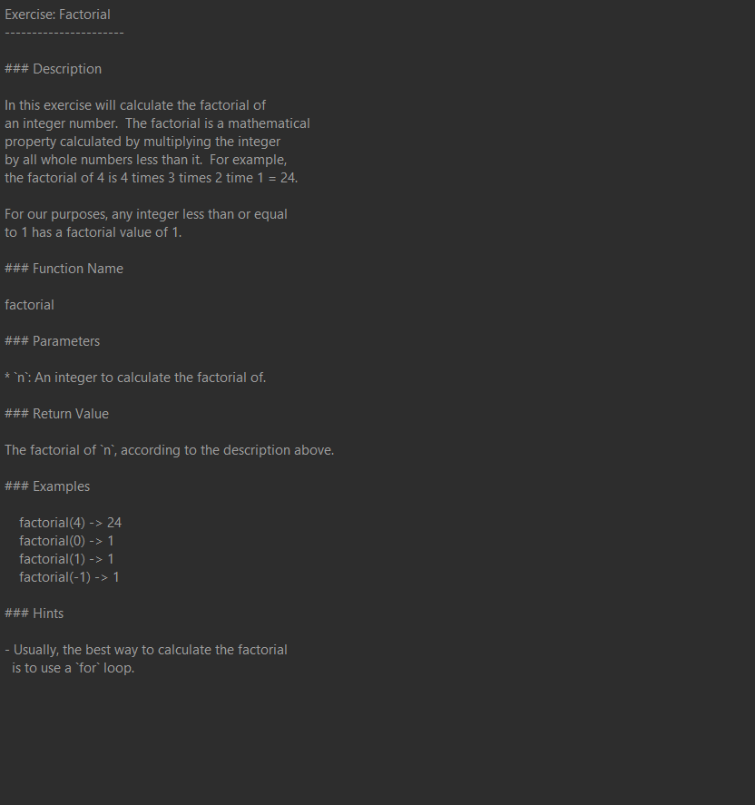 Solved Exercise: Factorial ### Description In this exercise | Chegg.com