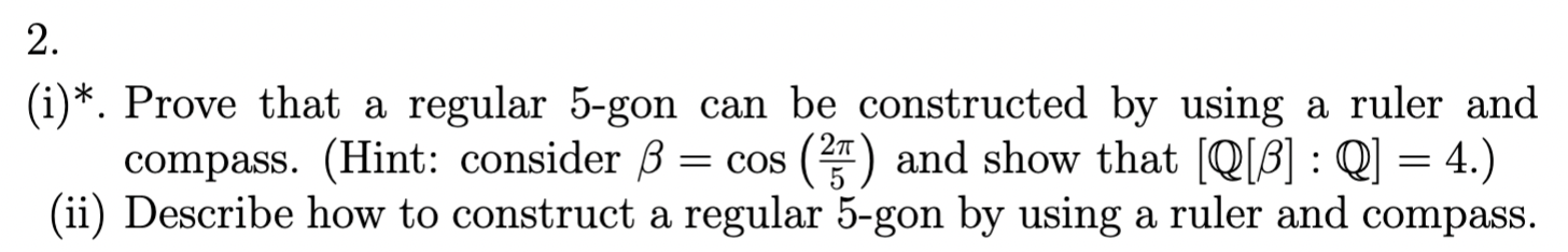 Solved I Prove That A Regular 5 Gon Can Be Constructed