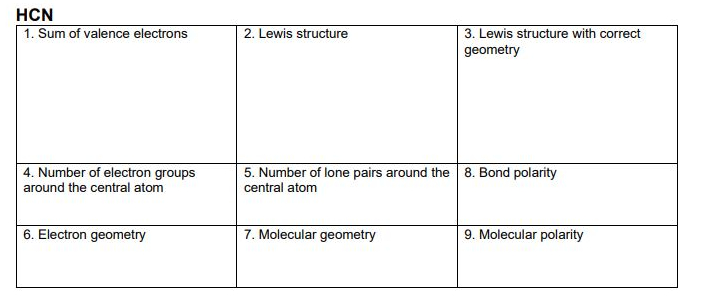 Solved Can you complete the chart for HCN | Chegg.com