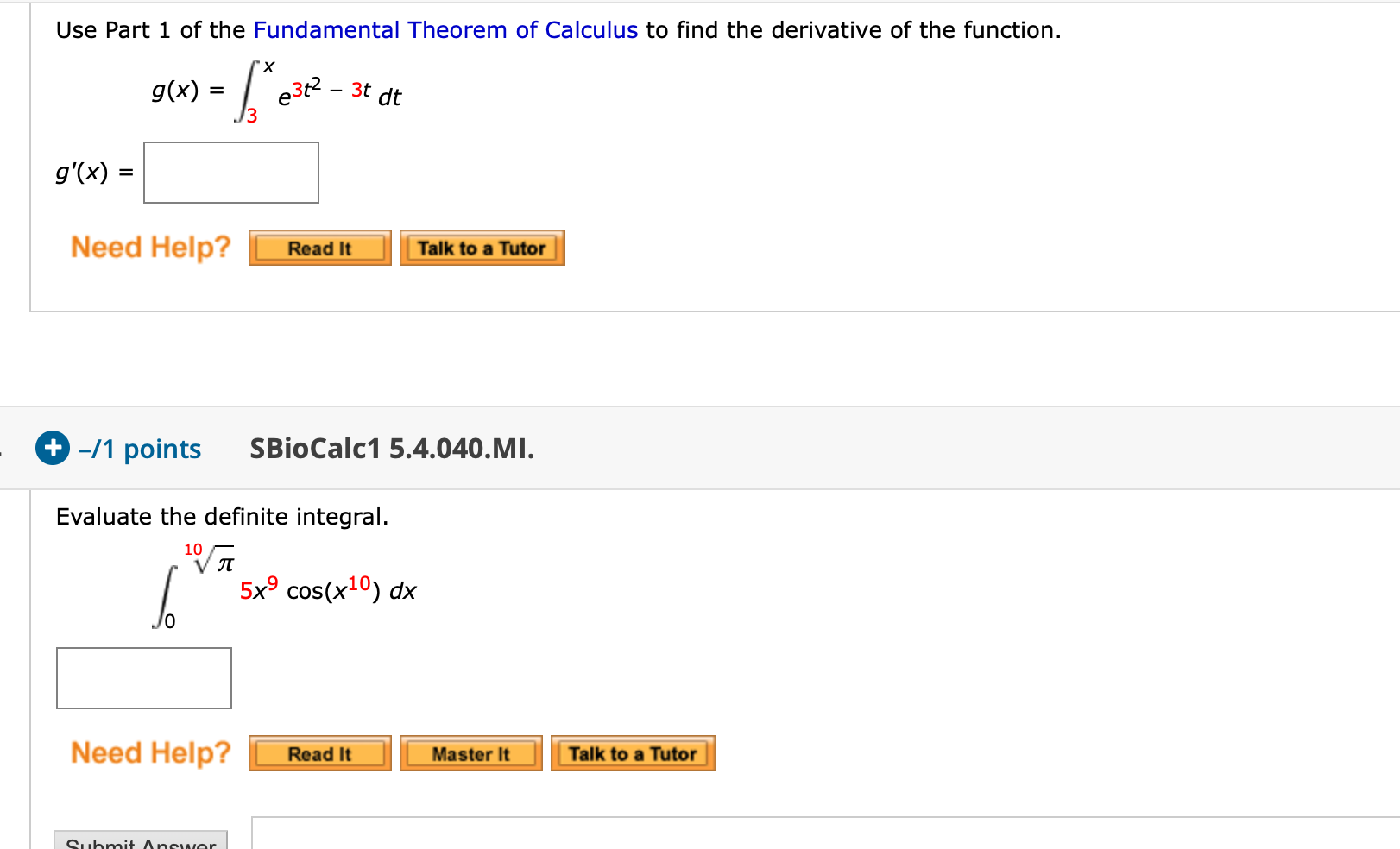 Solved Use Part 1 of the Fundamental Theorem of Calculus to | Chegg.com