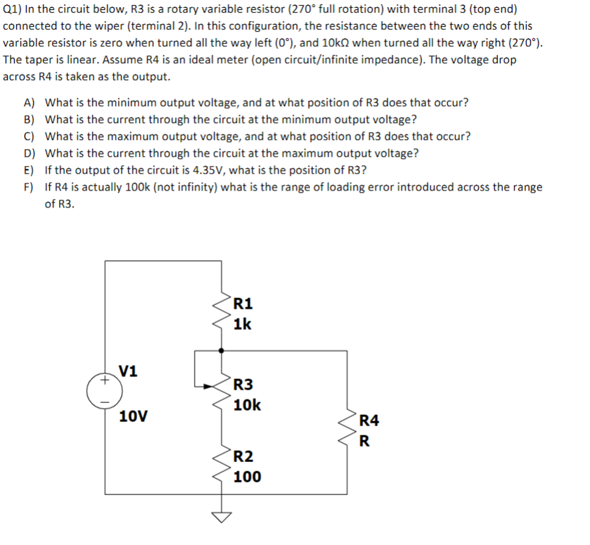Solved In the circuit below, R3 is a rotary variable | Chegg.com