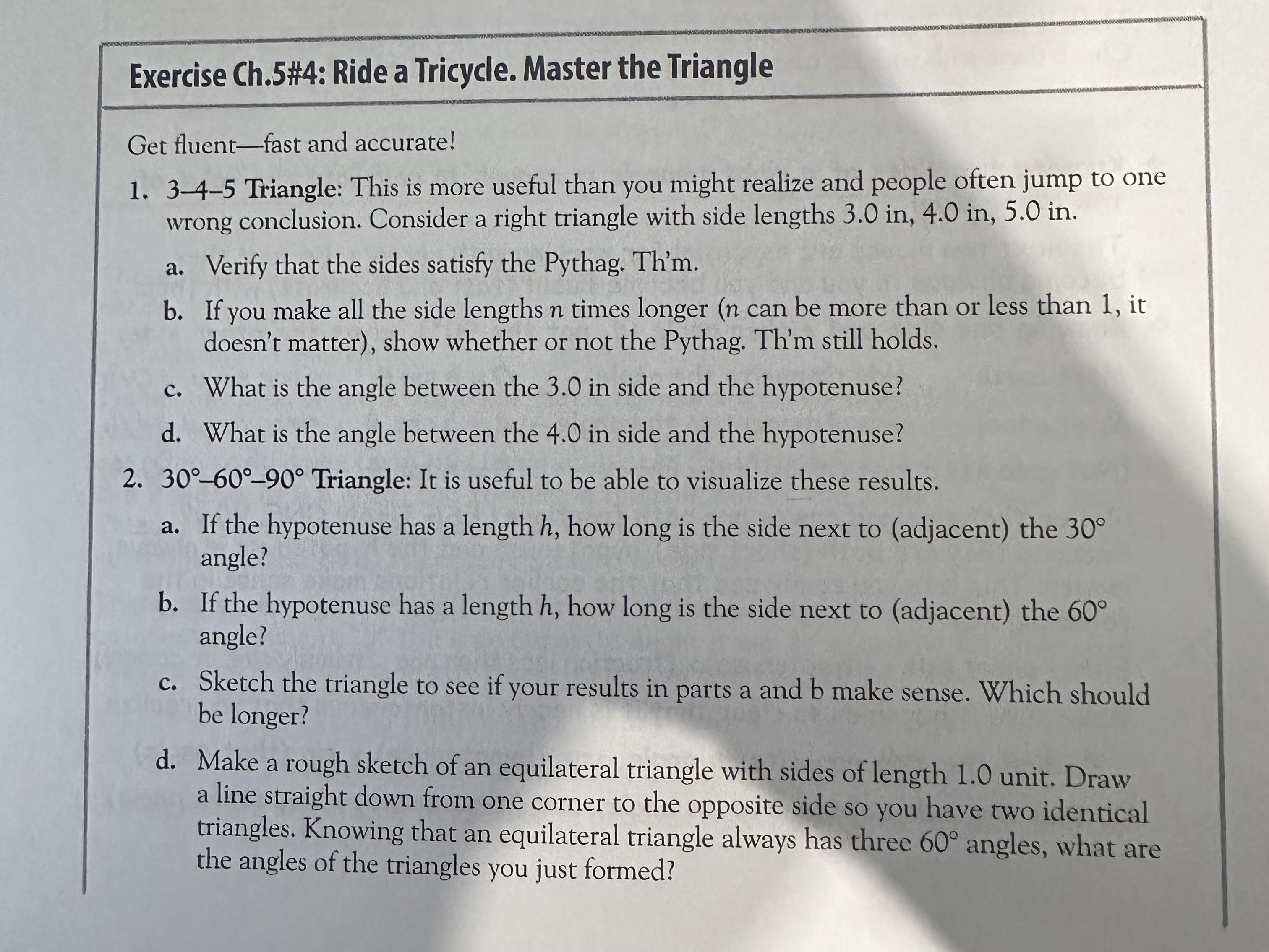 Solved Exercise Ch.5#4: Ride a Tricycle. Master the Triangle | Chegg.com