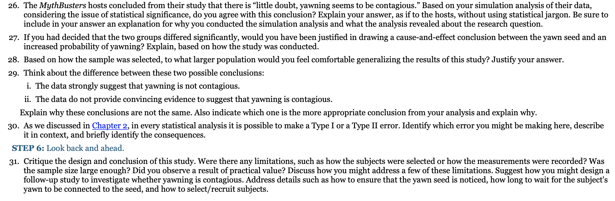 EXPLORATION 5.2 Is Yawning Contagious? STEP 1: Ask a | Chegg.com