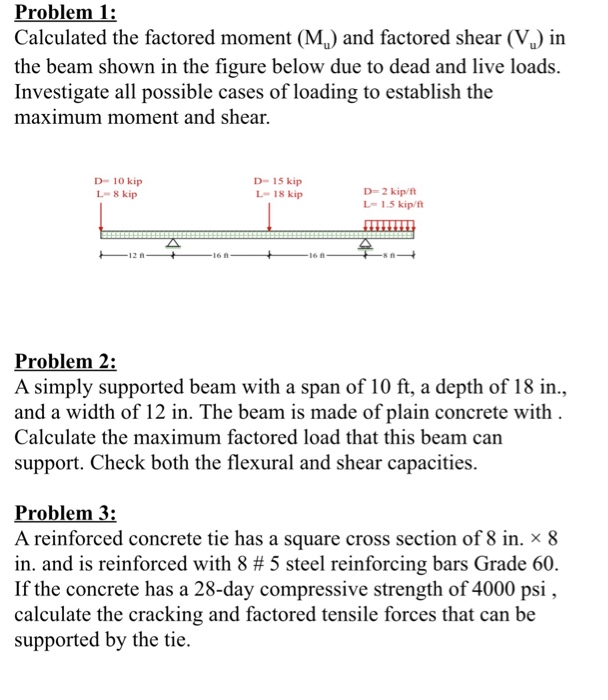 Solved Problem1: Calculated the factored moment the beam | Chegg.com