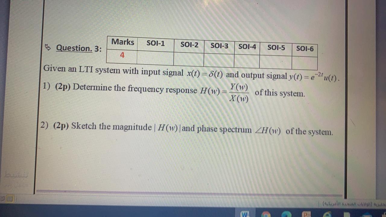 Solved Marks SOI-1 My Question. 3: SOI-2 SOI-3 SO1-4 SOI-5 | Chegg.com