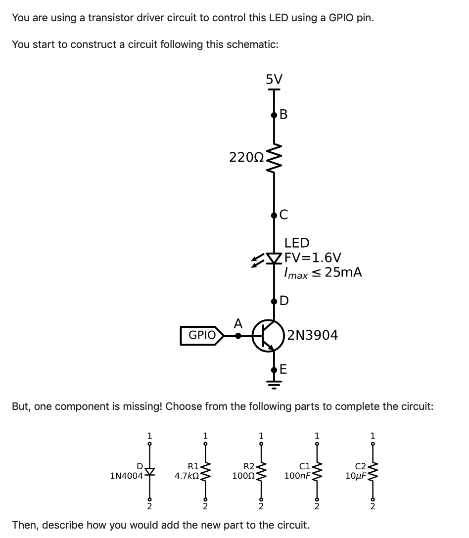 Solved You are using a transistor driver circuit to control | Chegg.com
