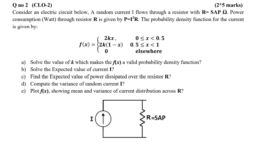 Solved Q no 2 (CLO-2) (2*5 marks) Consider an electric | Chegg.com