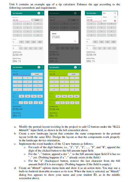 Solved Unit 6 contains an example app of a tip calculator. | Chegg.com