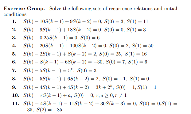 Solved Exercise Group. Solve the following sets of | Chegg.com