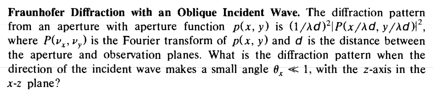 Solved Fraunhofer Diffraction with an Oblique Incident Wave. | Chegg.com