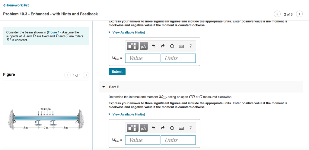 Solved «Homework #25 Problem 10.3- Enhanced with Hints and | Chegg.com
