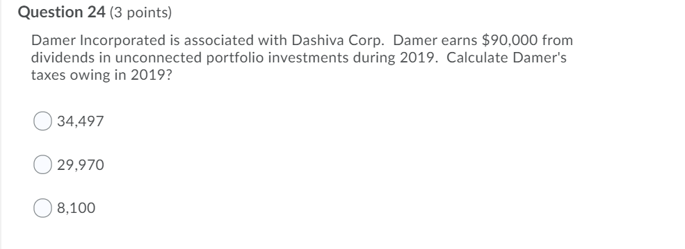 Solved Question 24 (3 points) Damer Incorporated is | Chegg.com