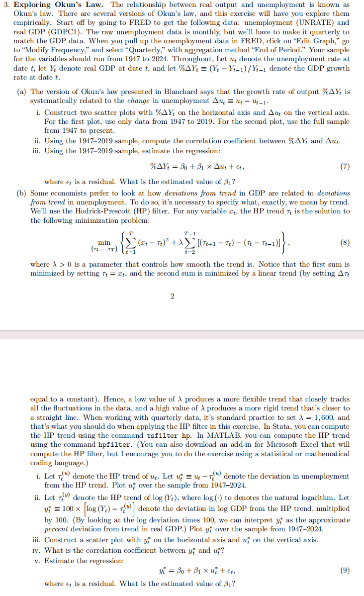 Solved The relationship between real output and unemployment | Chegg.com