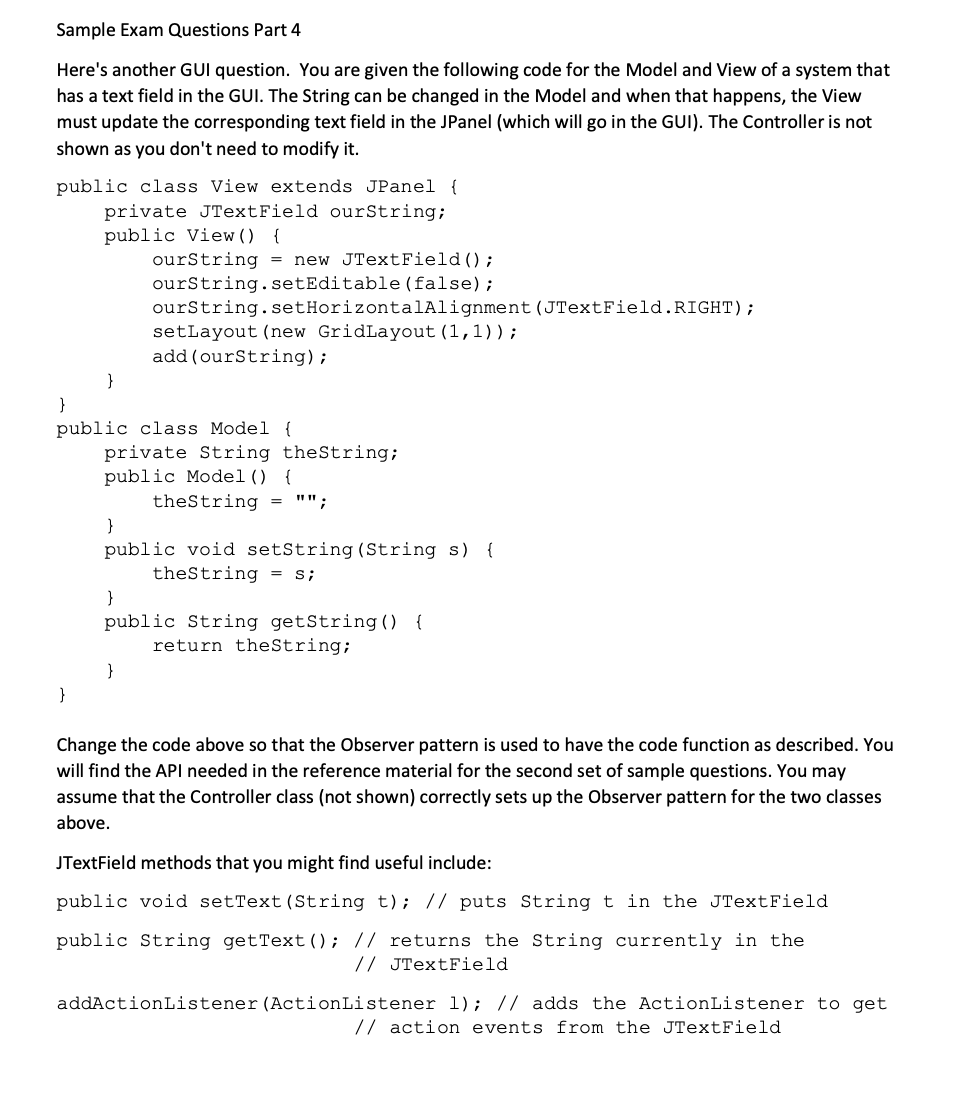 Solved Sample Exam Questions Part 4 Here's another GUl | Chegg.com
