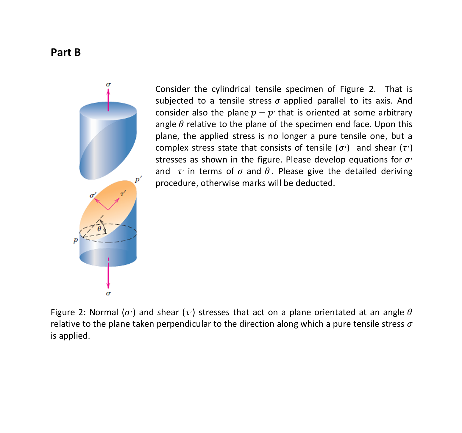 Solved Part B Consider the cylindrical tensile specimen of | Chegg.com