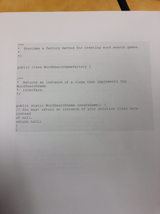 Solved Develop a class from the WordSearchGame.java | Chegg.com