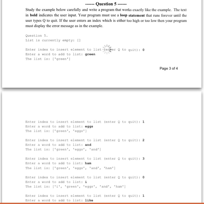 Solved Question 5 Study the example below carefully and | Chegg.com