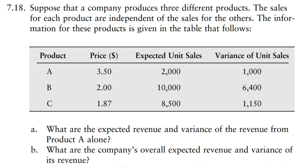 Solved 7.18. Suppose that a company produces three different | Chegg.com