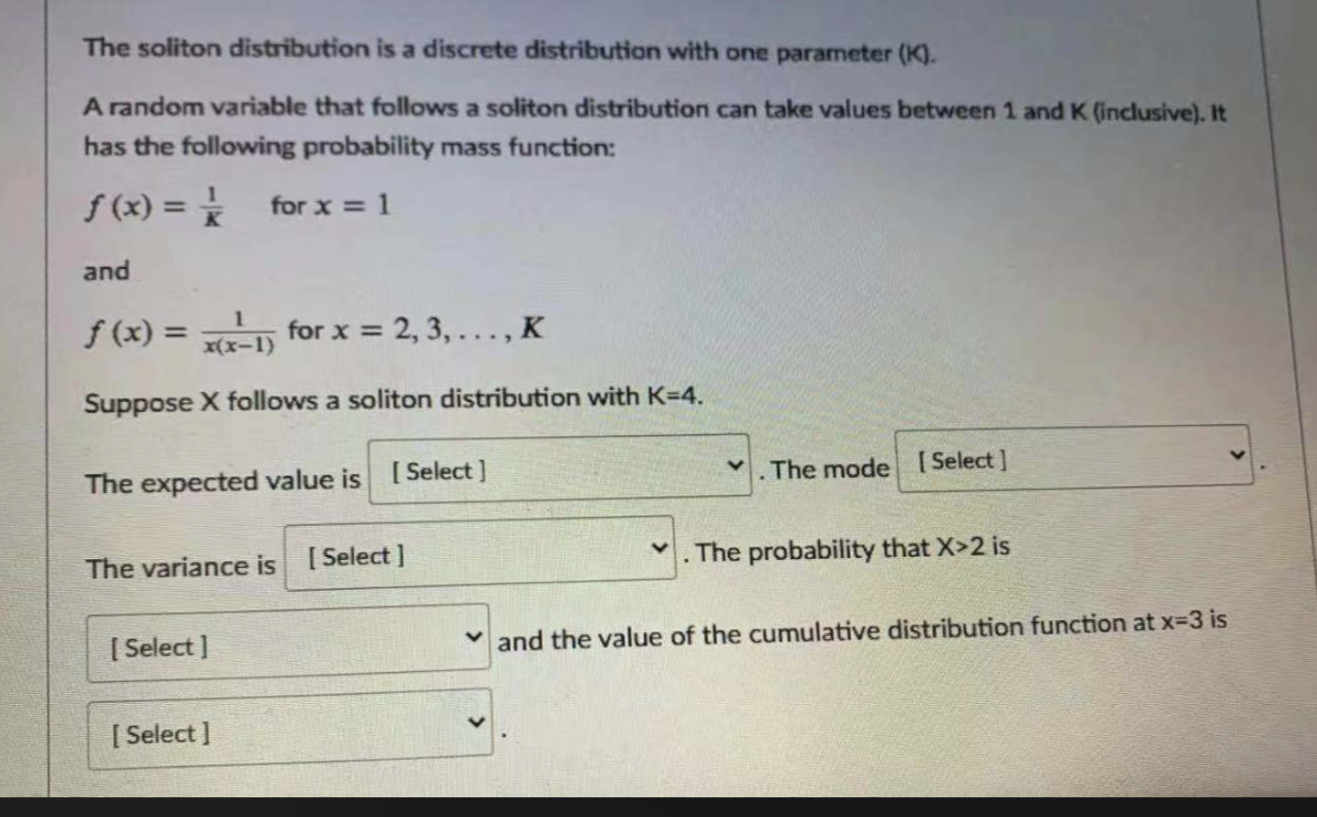 Solved The soliton distribution is a discrete distribution | Chegg.com