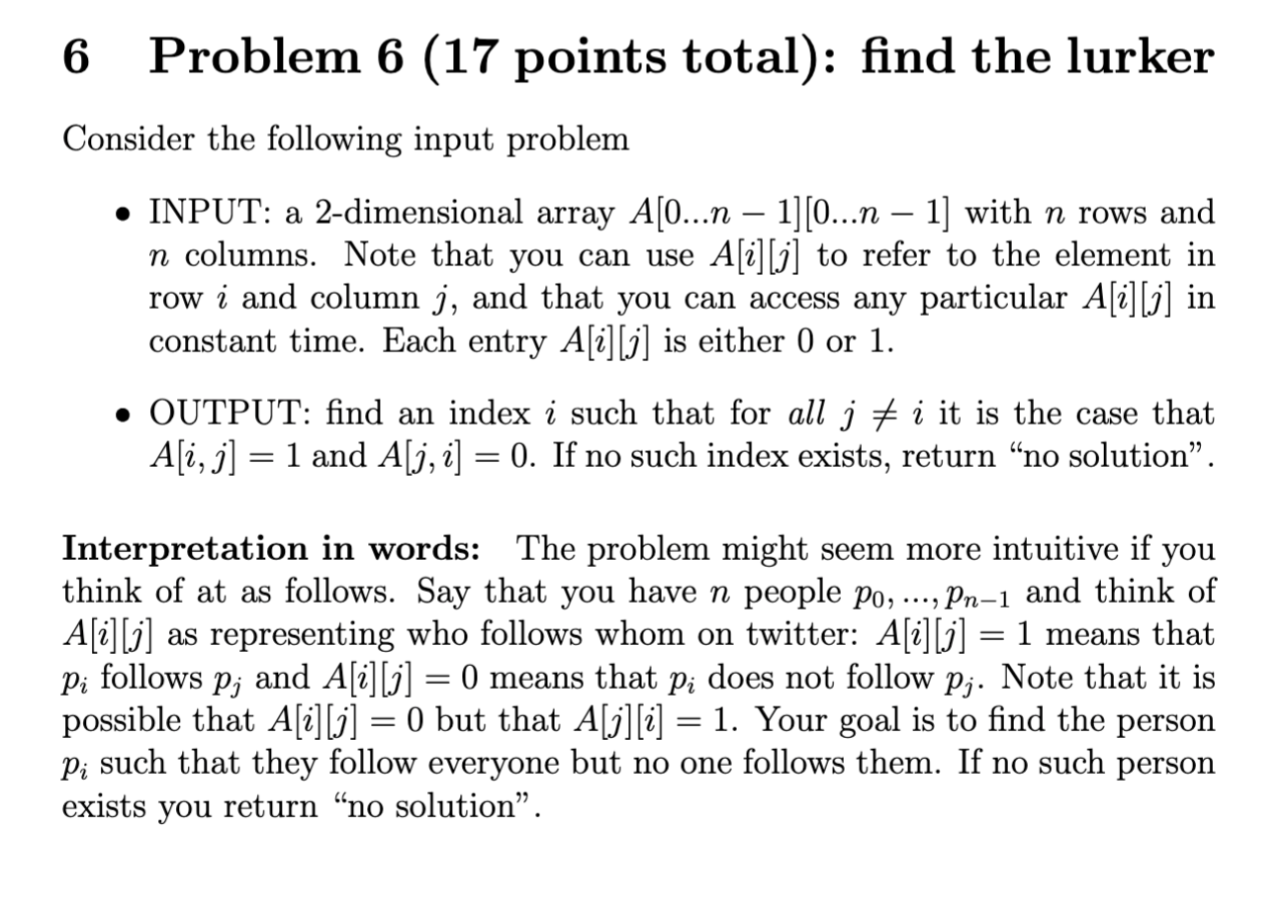 Solved 6 Problem 6 (17 points total): find the lurker | Chegg.com Solved 6 Problem 6 (17 points total): find the lurker | Chegg.com