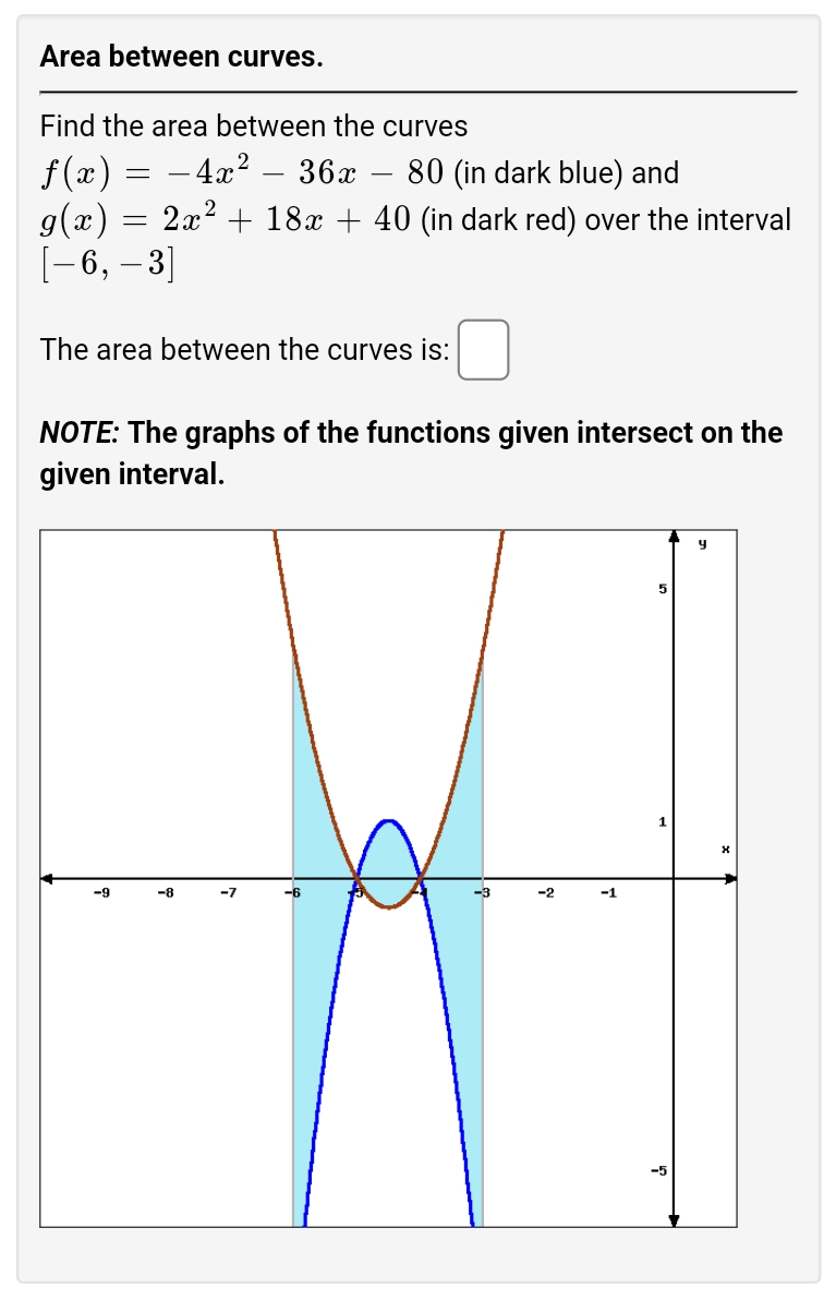 Solved Area between curves.Find the area between the | Chegg.com