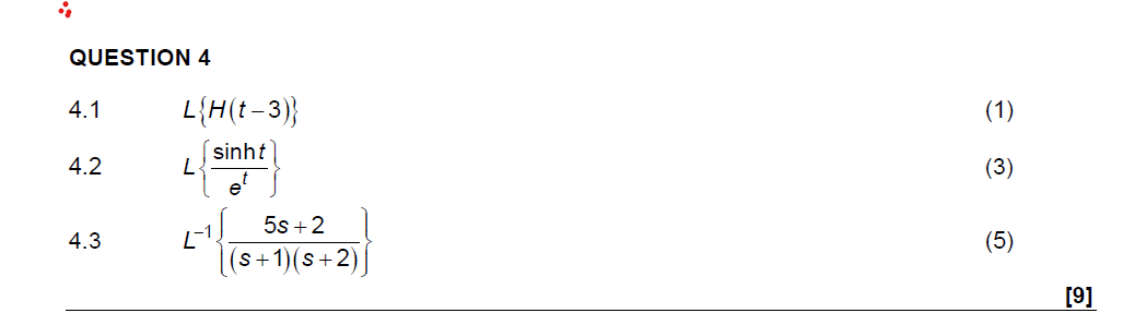 Solved Question 4 41 L Ht−3 42l Etsinht 