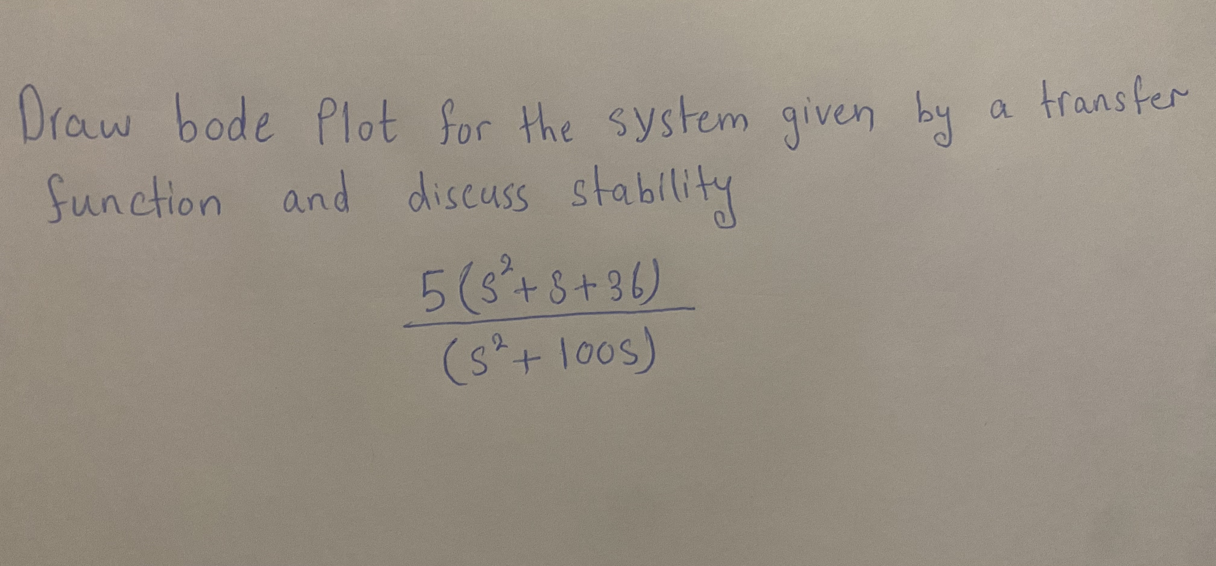 Solved Draw bode Plot for the system given by a transfer | Chegg.com